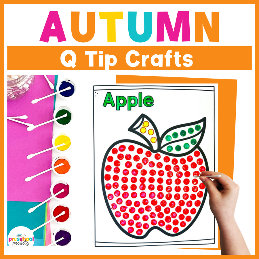 Fall Q Tip Painting Fine Motor Activity Autumn Crafts – Preschool Packets