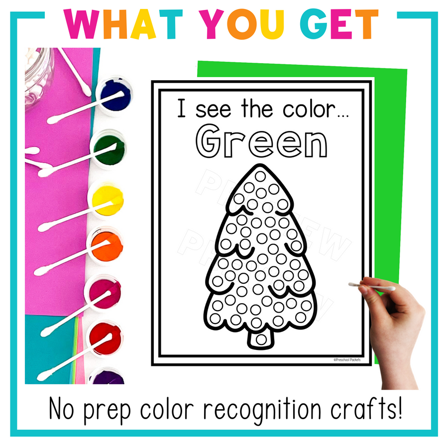 Preschool Colors Q Tip Crafts: Color Green – Preschool Packets