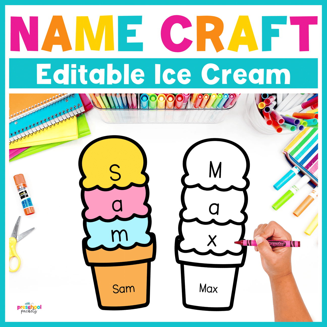 Editable Ice Cream Name Craft – Preschool Packets