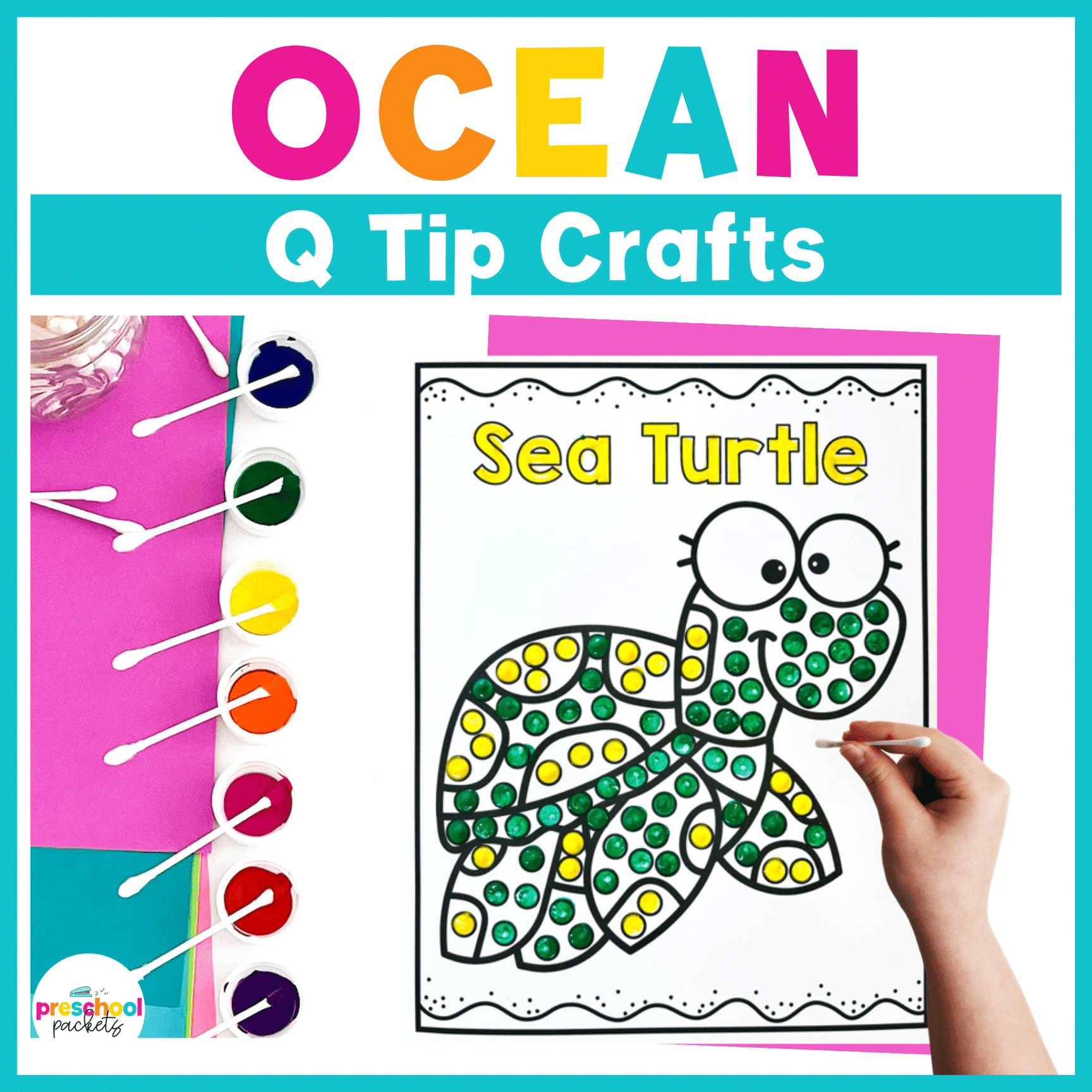 Q Tip Painting Fine Motor Activities Ocean Animals Crafts – Preschool ...