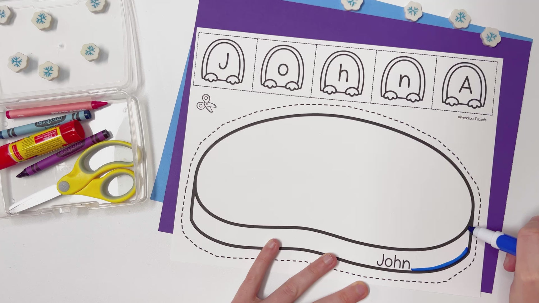 Penguins on an Iceberg Editable Winter Name Craft – Preschool Packets
