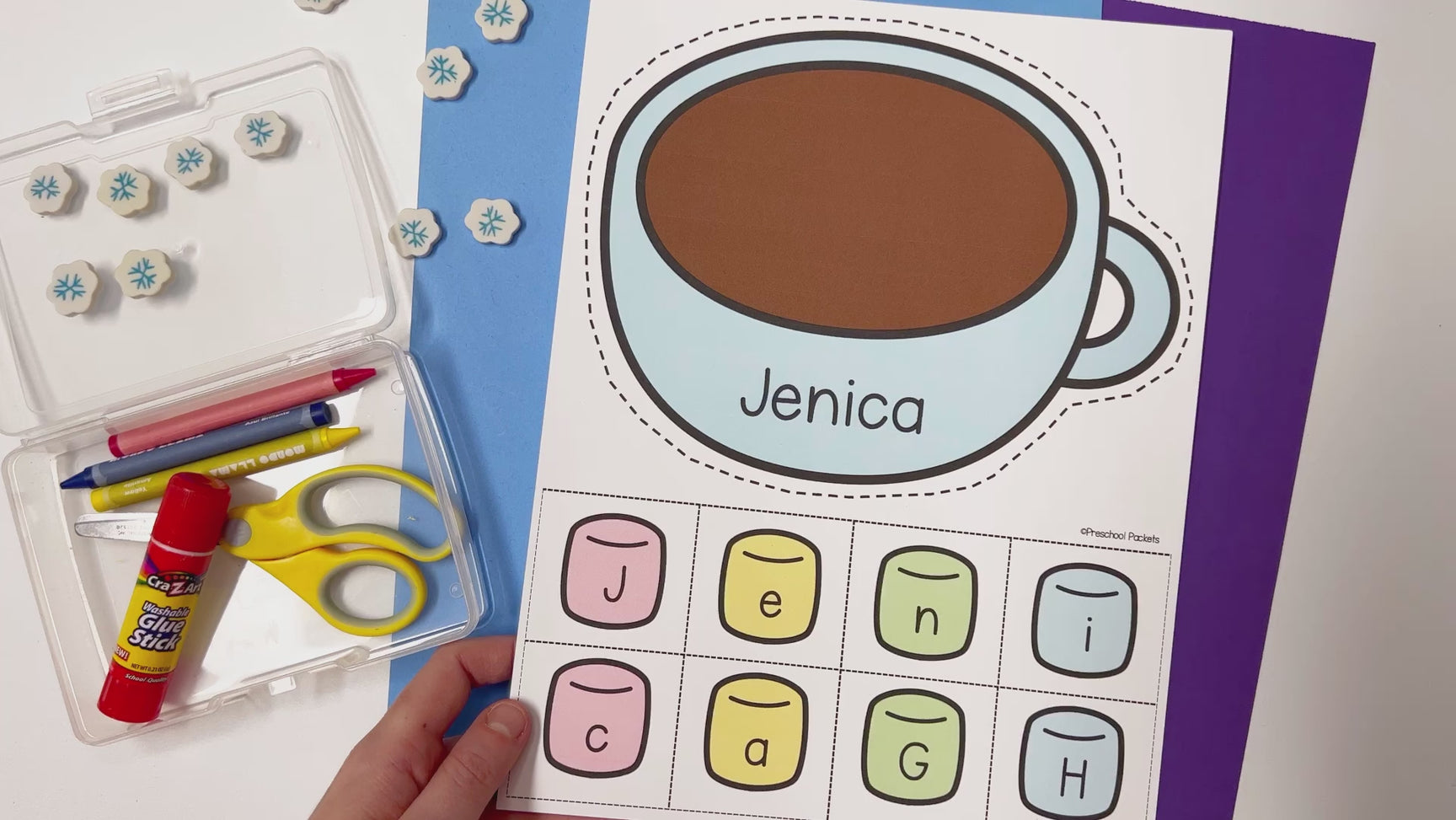 Hot Cocoa Name Craft Editable Winter Craft – Preschool Packets