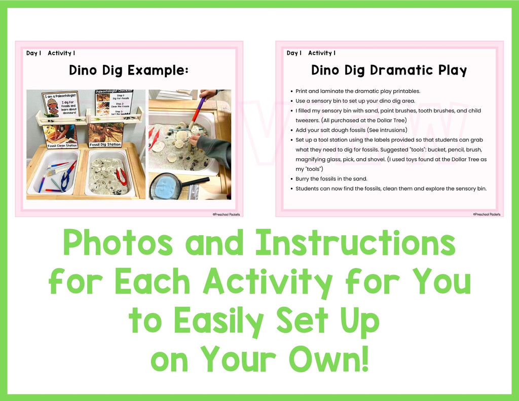Setting up a Dinosaur Dig Dramatic Play – Preschool Packets
