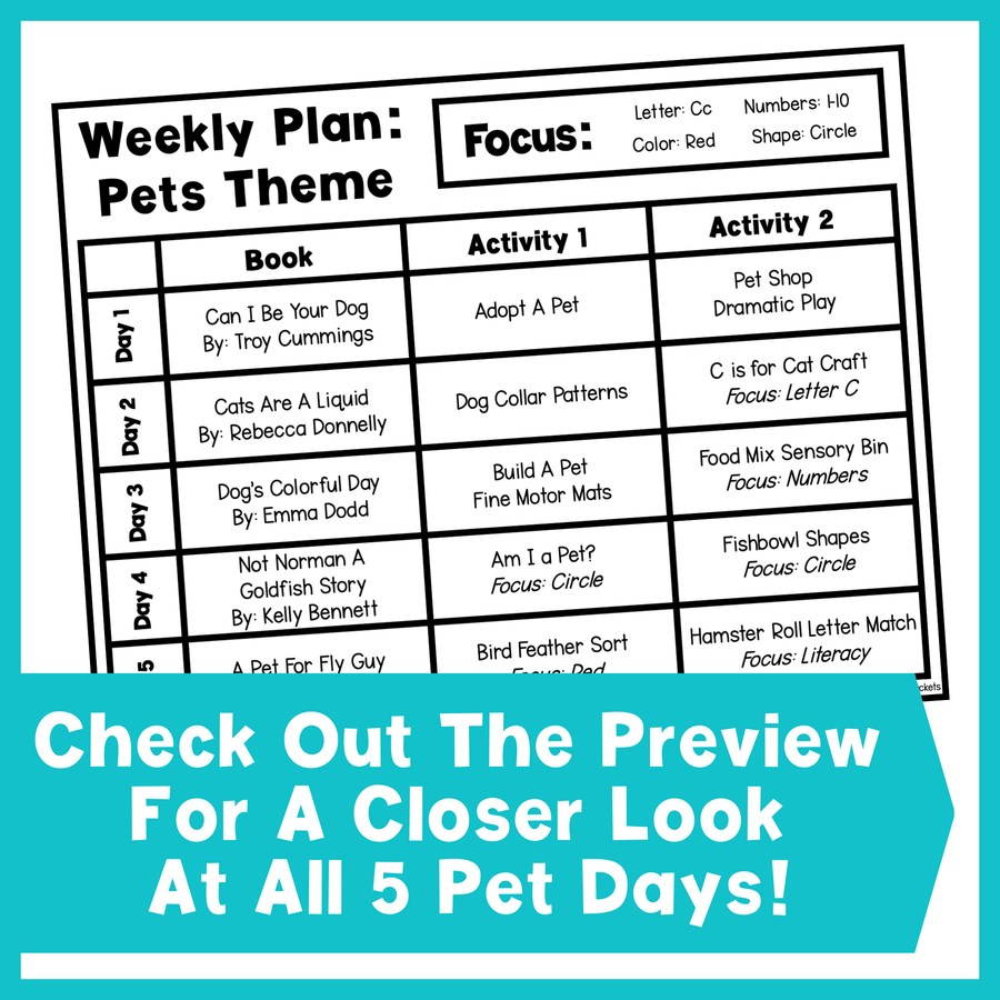 Pet Theme Activities Preschool Weekly Curriculum – Preschool Packets