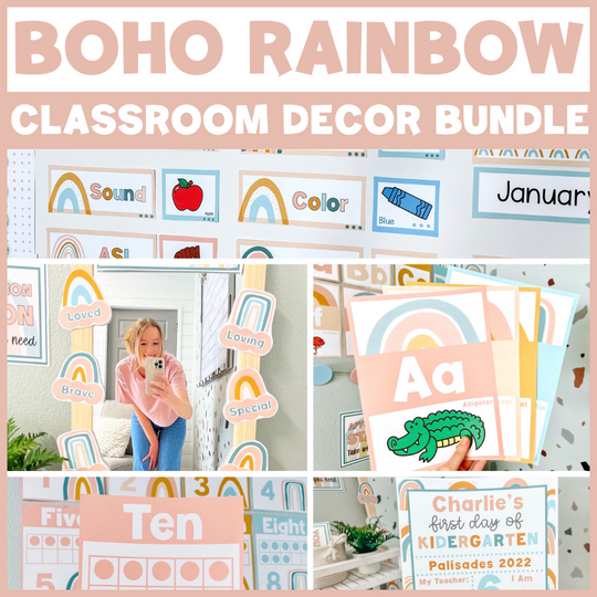Boho Rainbow Classroom Decor BUNDLE – Preschool Packets